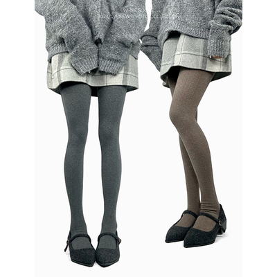 美拉德学院风微压灰色连裤打底袜