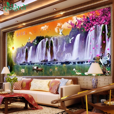 青飞精准印布财运亨通二十字绣流水生财聚宝盆财源滚滚包邮