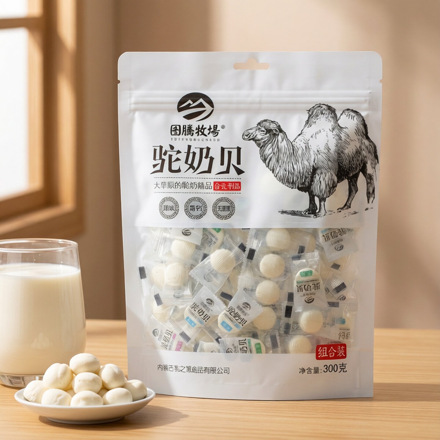 图腾牧场驼奶贝混合装300克内蒙特产儿童成人休闲零食奶片独立装