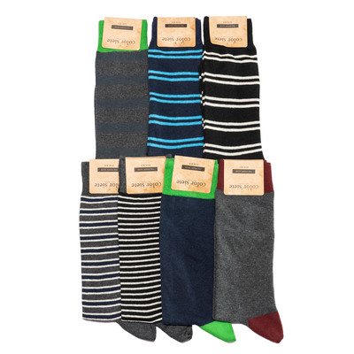 Color Siete舒适棉质条纹撞色中筒男袜