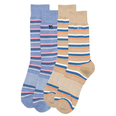 舒适棉质脚跟脚尖毛圈缓冲足弓平衡拱抗疲劳条纹中筒男袜JO07173