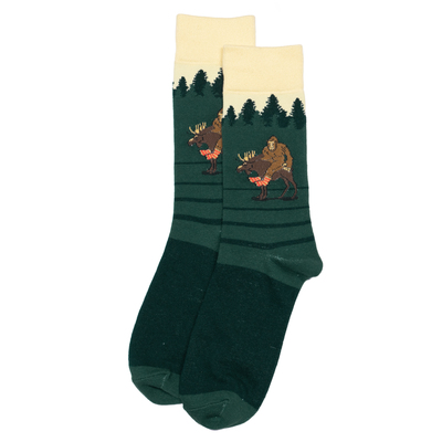 舒适棉质大脚怪骑驼鹿Moose Bigfoot中筒男袜RH
