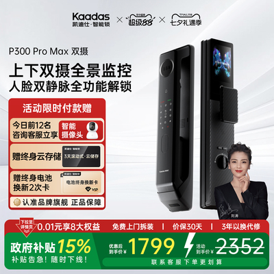凯迪仕P300ProMax双摄智能锁人脸掌静脉指静脉防盗智能门锁入户门