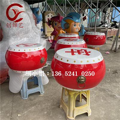 中国民族鼓文化玻璃钢大鼓战鼓龙鼓模型雕塑春节节庆活动道具制作