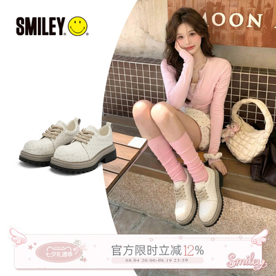 SMILEY笑脸白色波点春季女小皮鞋