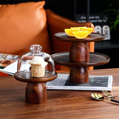 新品Acacia Fruit Plate High Foot Dessert Cake PSlate Living