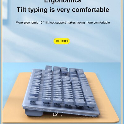 极速RYaRA Rechargeable 2.4G Wireless Keyboard Mouse Set Blue