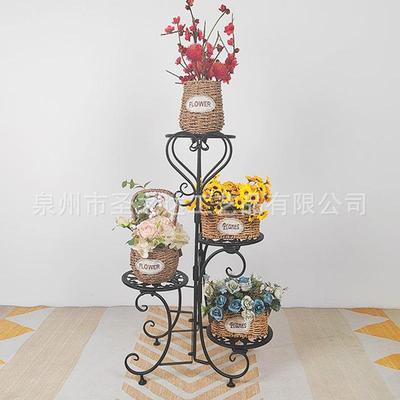 外贸北欧室内落地花架金属简约美观盆景置物花架传统铁艺细作精品
