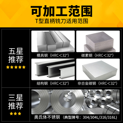 直柄T型硬铣刀12*1X1.5x2X3*4X5x6键槽铣刀14X2x3X4*5mm数控刀具