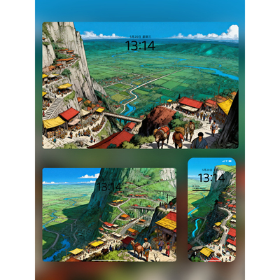 8张悬崖上的村落4K8K高清壁纸iPhone手机iPad平板电脑