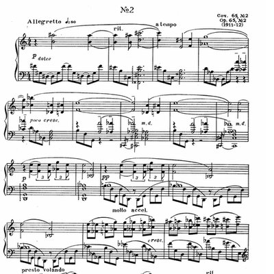 斯克里亚宾 三首钢琴练习曲OP.65 no.2五线谱乐谱乐曲曲谱2页PDF