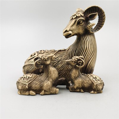 速发黄铜三羊开泰生饰羊摆件铜福居寿羊家禄装肖三羊开泰工艺品摆