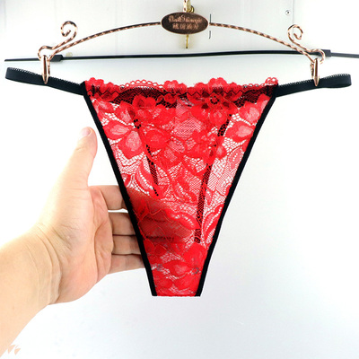 丁字裤性感内裤薄款三角裤透气女士内裤中腰性感内裤蕾丝花边内裤
