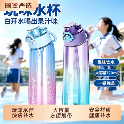 26年新款玩味水杯儿童上学专用夏季吸管杯玩味环男女高颜值720ml