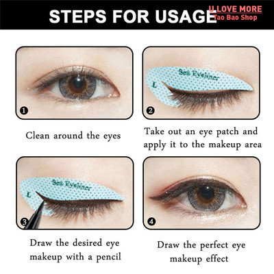 极速4 Sheets Eye mMakeup Stencils Eyeliner Template Shaping