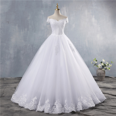 极速ZJ9143 2019 2020 Whsite Ivory Lace Appliques Ball Gown C