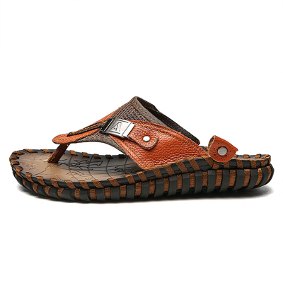 极速New Big Size 38-48 Summer Beach FlipK Flops Men Leather