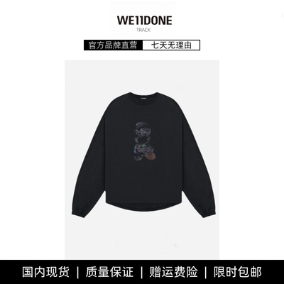 【现货】WE11DONE TRACK男女情侣款手绘小熊印花长袖T恤welldone