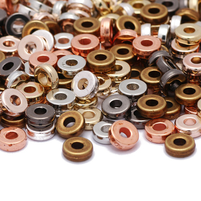 极速200-600pcs/lot 6mm B Charm Spacer Beads Wheel BWead Flat