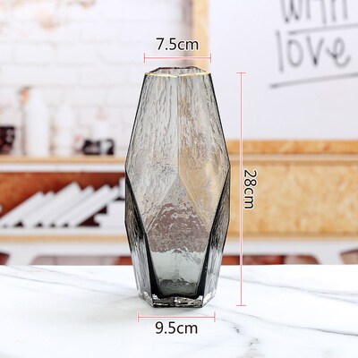 速发冷纹瓶何金口玻璃花几创意不规则花瓶摆饰家居装件花瓶插花器