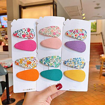 极速12 Pcs Hair Clips Ssnap Clips Flower Patterns Hair Pins