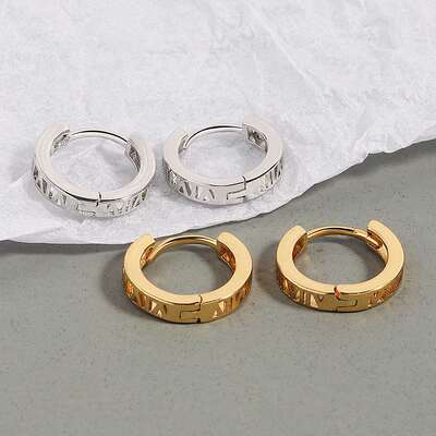 极速Steet tide Roman numeral ear bucGkle women's new ten