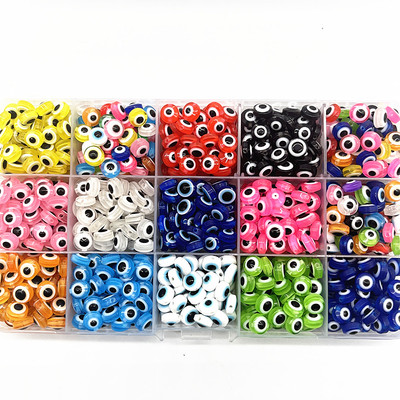 极速Hot 50pcs/lot 6mm 8mm 10mm Oval BeadsL Evil Eye Resin Sp