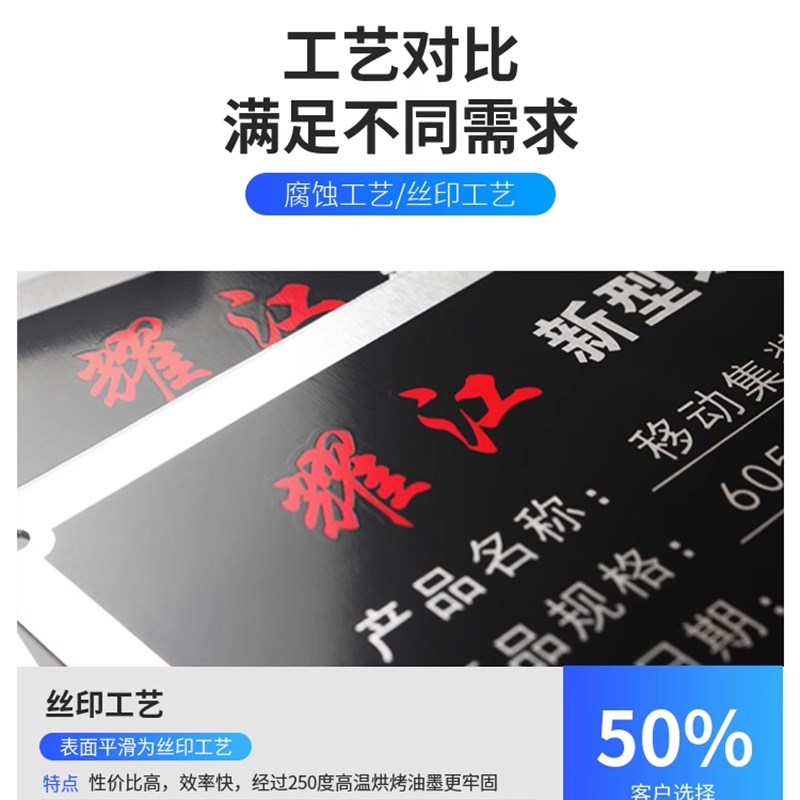 金属铭牌不锈钢腐蚀牌铭牌UV打印警示牌电机标牌铝质标牌设备铭牌