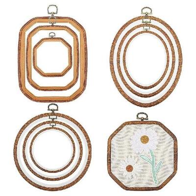 速发9Pcs+Embroidery+Hoops+Imitated+Wood+Display+Frame+Circle