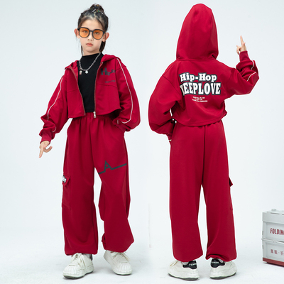 速发孩爵士舞服装jaz服舞蹈高腰套装少iphop炸街演出服h儿街舞潮z