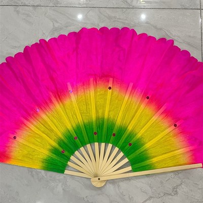 速发舞蹈扇子成人二色舞三场渐变双面东北广人转扭秧歌舞蹈跳舞扇