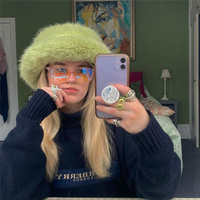 极速Fashion gWinter Spring Faux Fur Bucket Hats For Women Gi