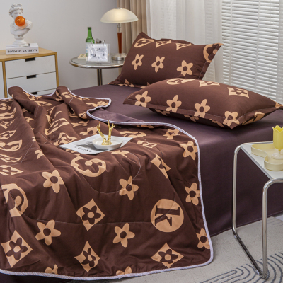 速发款个性时尚草可机洗薄被调被四件被夏凉套夏季宿舍夏空子