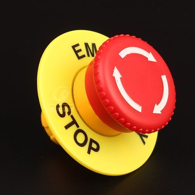 22mm急停开关警示牌 黄牌 按钮标志牌 圈 紧急牌EMERGENCY STOP
