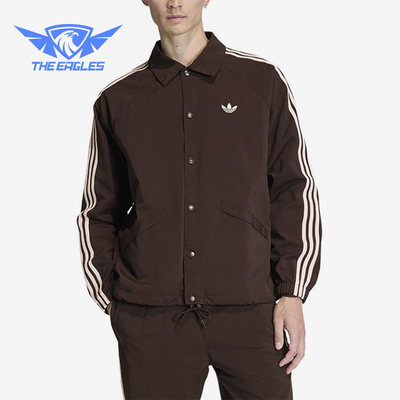 Adidas/阿迪达斯正品三叶草新款男棕色宽松夹克外套KE3595