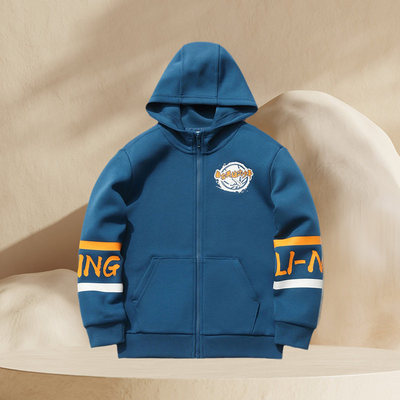 李宁正品童装男童宽松连帽卫衣自古英雄出少年系列运动服YWDR125