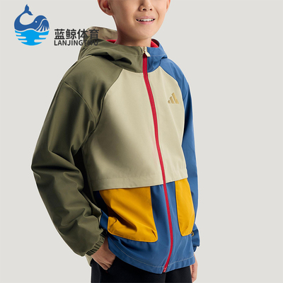 Adidas/阿迪达斯正品2025冬季款儿童日常连帽拼接梭织外套KV6982