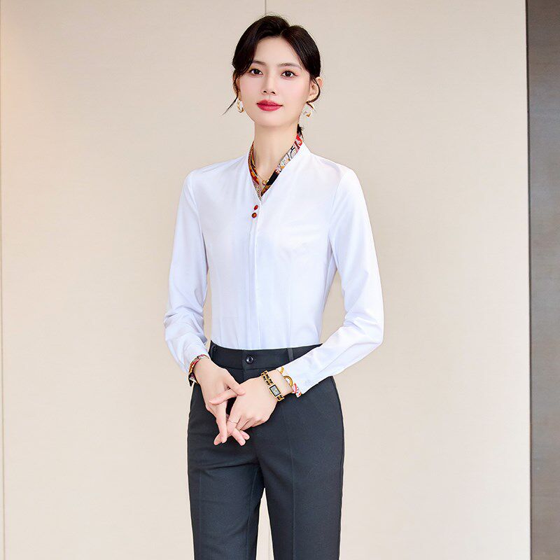新品空姐制服宾馆酒店q前台接待工作装衬衫女长袖收银服务员工作