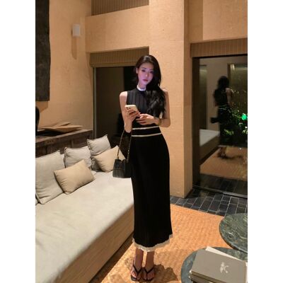 JIJINQI夏季新款气质显瘦时尚设计师毛织连衣裙YE04LMXL1430