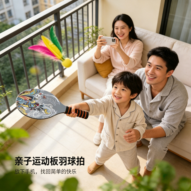 板羽球套装室内儿童成人运动三毛球板乒羽毛球带拍毽球拍板羽球拍