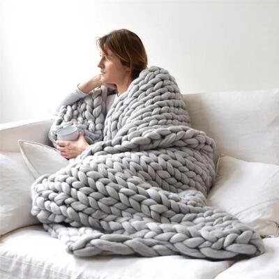 速发6cm+Fashion+Hand+Wool+Knitted+Blanket+Thick+Yarn+Merino+
