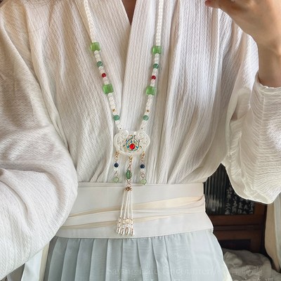 极速锦云国风j新中式平安锁流苏璎珞项链夏天古风汉服马面裙