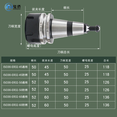 极速自动换刀主轴刀柄加m工中心ISO30-ER32-45 5060木工雕刻机刀