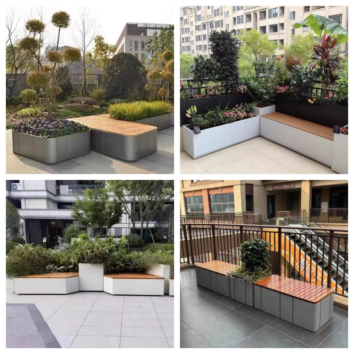 户外摆放专用不锈钢铁艺花槽庭院露台花箱坐凳坐椅隔断组合
