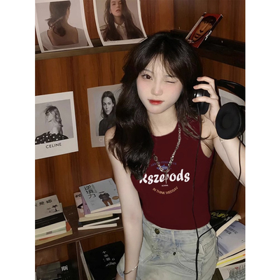 酒红色辣妹显瘦内搭背心女夏上衣