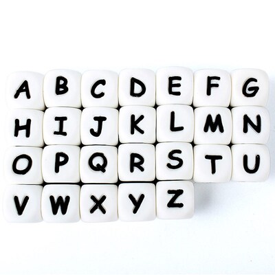 新品20/40/150/300/600/1000pcs SilCicone Letter Beads 12mm En