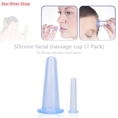 极速2pcs Silicone Vacuum Cupping Cans Face MassSage Cup for