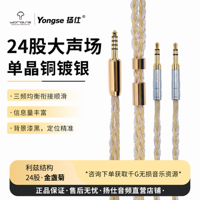 扬仕金盏菊单晶铜镀银耳机线