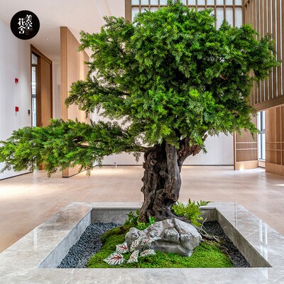 新品龙柏树仿真迎客松玄关装饰假树橱窗干M景仿真树造景崖柏树/美