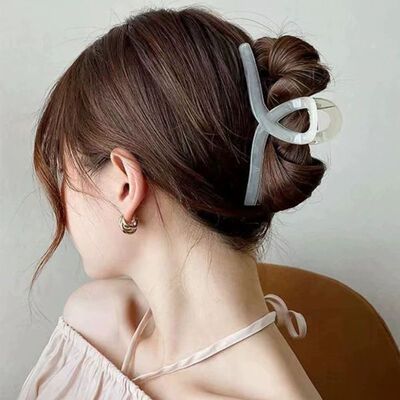 韩式亚克力盘发抓夹女春秋大号气质鲨鱼夹后脑勺发卡夹子头饰ze
